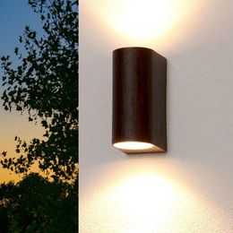 Licht-Erlebnisse Wandlampe AALBORG Braun Antik Up Down halbrund Spot - Braun Antik