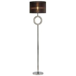 Inspired Diyas - Florence - Runde Stehlampe mit schwarzem Schirm 1 Licht poliertes Chrom, Kristall