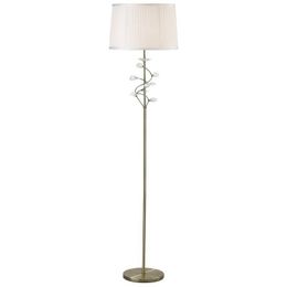 Inspired Diyas - Willow - Stehlampe mit weißem Schirm 1 Licht Antik Messing, Kristall