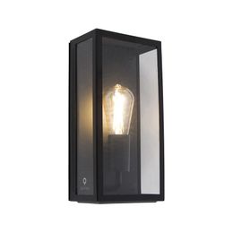 Qazqa Industrielle Außenwandlampe schwarz IP44 mit Glas - Rotterdam - Schwarz