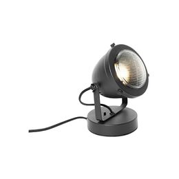 Qazqa - Industrielle Tischlampe schwarz 18 cm - Emado - Schwarz