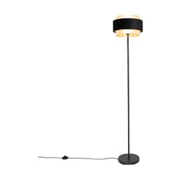 Qazqa Moderne Stehlampe Schwarz mit Gold - Elif - Schwarz