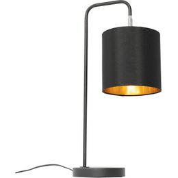 Qazqa - Moderne Tischlampe schwarz mit goldenem Interieur - Lofty - Schwarz