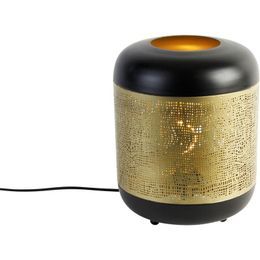 Qazqa Vintage Tischlampe schwarz mit Messing - Kayleigh - Gold/Messing