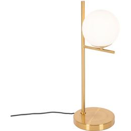 Qazqa - Art-Deco-Tischlampe aus Gold und Opalglas - Flore - Gold/Messing