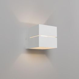 Qazqa - Moderne Wandleuchte weiß 9,7 cm – Transfer Groove - Weiß