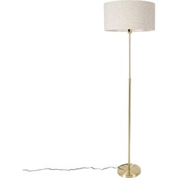 Qazqa Stehlampe verstellbar gold mit Schirm hellgrau 50 cm - Parte - Gold/Messing