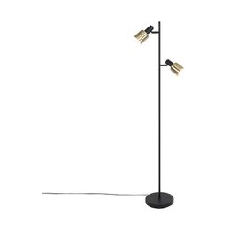 Qazqa Design-Stehlampe schwarz mit goldenen 2-Lichtern - Stijn - Messing