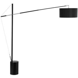 Fullerton Bogen-Stehlampe Eisen, Kunststoff Schwarz Stoffschirm verstellbar led E27 - Merano