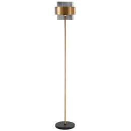 Kelowna 25cm Stehlampe mit Schirm Rauchglas Messing Gold Metall led E27 - Merano