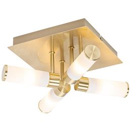 Qazqa Moderne Badezimmer-Deckenleuchte Messing 4-flammig IP44 - Bath - Gold/Messing