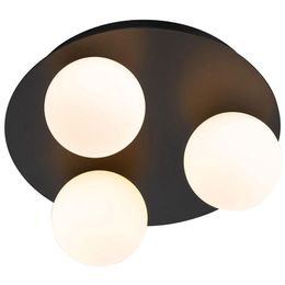 Qazqa Moderne Badezimmer-Deckenleuchte schwarz 3-Licht - Cederic - Schwarz