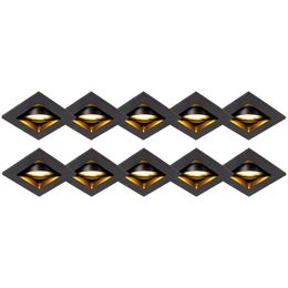 Qazqa Set mit 10 Einbaustrahlern schwarz verstellbar - Qure - Schwarz