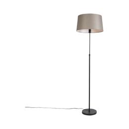 Qazqa Schwarze Stehlampe mit taupe Leinenschirm 45 cm verstellbar - Parte - Taupe