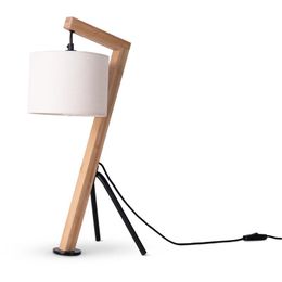 Stehlampe Tischlampe Wohnzimmer Lampenschirm Leselampe Nachttischlampe Galgen Tischleuchte - Bambus, Weiß (Ø16cm) - Paco Home