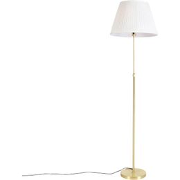 Qazqa Stehleuchte gold / messing mit plissiertem Schirm creme 45 cm - Parte - Crème