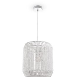 Paco Home - Pendelleuchte Esstisch Hängelampe Esszimmer Lampe E27 Papier Boho Rattan Pendelleuchte - Weiß, Weiß (Ø28cm)