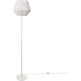 Paco Home - Stehlampe Modern Wohnzimmer Schlafzimmer Rattan Optik Boho Korb Stehleuchte E27 Einbeinig Weiß, Weiß (Ø33 cm)