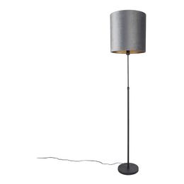 Qazqa - Stehlampe schwarz Schirm grau 40 cm verstellbar - Parte - Grau