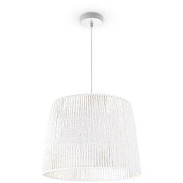 Pendelleuchte Esstisch Hängelampe Esszimmer Lampe E27 Papier Boho Rattan Pendelleuchte - Weiß, Weiß (Ø35cm) - Paco Home