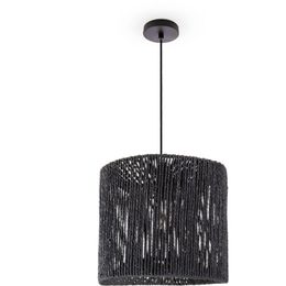 Paco Home - Pendelleuchte Esstisch Papier Boho Hängelampe Esszimmer Lampe E27 Rattan Pendelleuchte - Schwarz, Schwarz (Ø33cm)