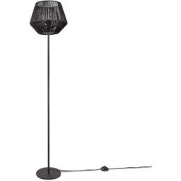 Stehlampe Modern Wohnzimmer Schlafzimmer Rattan Optik Boho Korb Stehleuchte E27 Einbeinig Schwarz, Schwarz (Ø33 cm) - Paco Home