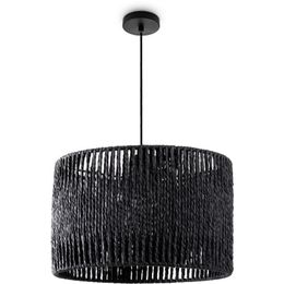 Pendelleuchte Esstisch Papier Boho Hängelampe Esszimmer Lampe E27 Rattan Pendelleuchte - Schwarz, Schwarz (Ø32cm) - Paco Home