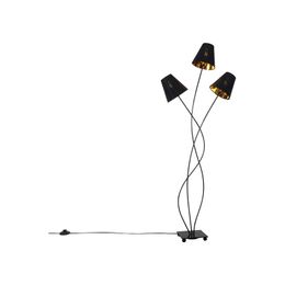 Qazqa Design Stehlampe schwarz mit gold 3-flammig - Melis - Schwarz