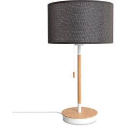 Stehleuchte Wohnzimmer Stoffschirm Tischlampe Textil Schirm E27 Nachtlicht Schwarz (Ø28cm), Tischleuchte - Weiß - Paco Home