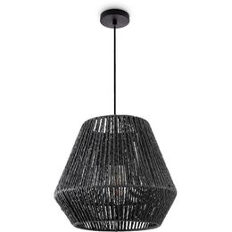 Paco Home - Pendelleuchte Esstisch Hängelampe Esszimmer Lampe E27 Papier Boho Rattan Pendelleuchte - Schwarz, Schwarz (Ø32cm)