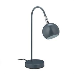 Schreibtischlampe, Metall Tischlampe, schwenkbarer Schirm, G9 Fassung, Tischleuchte Büro & Arbeitszimmer, grau - Relaxdays