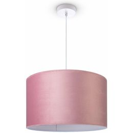 Paco Home - Pendelleuchte Stehleuchte Dreibein Wohnzimmer Lampenschirm Velours Unifarben E27 Pendelleuchte - Weiß, Pink Weiß (Ø45.5 cm)