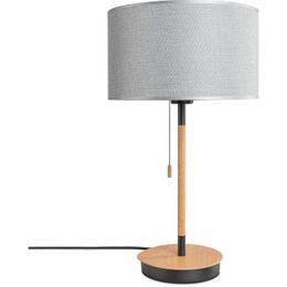 Paco Home - Stehleuchte Wohnzimmer Stoffschirm Tischlampe Textil Schirm E27 Nachtlicht Grau (Ø28cm), Tischleuchte - Schwarz