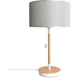 Stehleuchte Wohnzimmer Stoffschirm Tischlampe Textil Schirm E27 Nachtlicht Grau (Ø28cm), Tischleuchte - Weiß - Paco Home