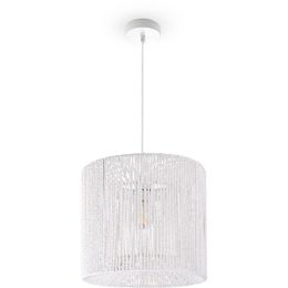 Pendelleuchte Esstisch Papier Boho Hängelampe Esszimmer Lampe E27 Rattan Pendelleuchte - Weiß, Weiß (Ø33cm) - Paco Home