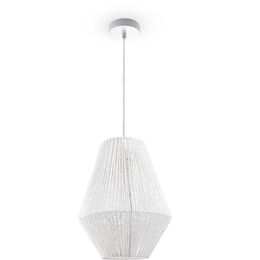 Pendelleuchte Esstisch Hängelampe Esszimmer Lampe E27 Papier Boho Rattan Pendelleuchte - Weiß, Weiß (Ø30cm) - Paco Home