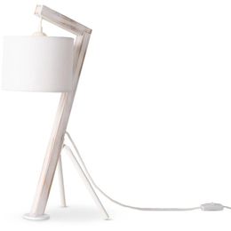 Stehlampe Tischlampe Wohnzimmer Lampenschirm Leselampe Nachttischlampe Galgen Tischleuchte - Weiß, Weiß (Ø16cm) - Paco Home