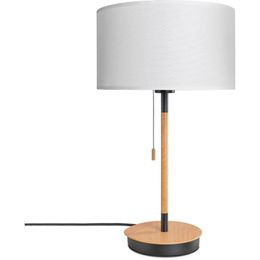 Paco Home - Stehleuchte Wohnzimmer Stoffschirm Tischlampe Textil Schirm E27 Nachtlicht Weiß (Ø28cm), Tischleuchte - Schwarz