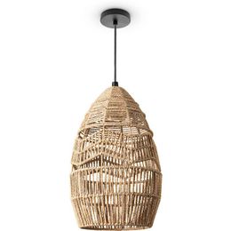 Paco Home - Pendelleuchte Wohnzimmer Boho Korbleuchten Pendellampe Rattan Hängeleuchte Natur (Ø30cm), Pendelleuchte - Typ 4