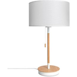 Paco Home - Stehleuchte Wohnzimmer Stoffschirm Tischlampe Textil Schirm E27 Nachtlicht Weiß (Ø28cm), Tischleuchte - Weiß