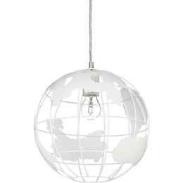 Hängeleuchte Kugel, Pendelleuchte im Globus Design, höhenverstellbare Deckenlampe aus Metall, ø 30 cm, weiß - Relaxdays