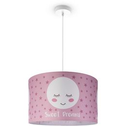 Deckenlampe Kinderzimmer Pendelleuchte Baby Lampenschirm Stoff Rund Sterne Pendelleuchte - Weiß, Design 2 (Ø45,5 cm) - Paco Home