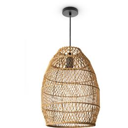 Pendelleuchte Wohnzimmer Boho Korbleuchten Pendellampe Rattan Hängeleuchte Natur (Ø30cm), Pendelleuchte - Typ 3 - Paco Home