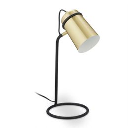 Schreibtischlampe, Metall Tischleuchte, schwenkbarer Schirm, E14 Fassung, Bürolampe mit Kabel, gold/schwarz - Relaxdays