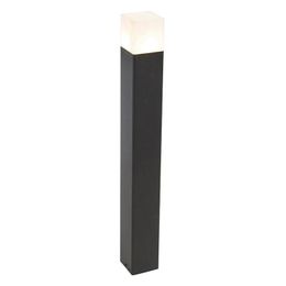 Qazqa Stehende Außenlampe schwarz mit opalweißem Schirm 70 cm - Dänemark - Weiß