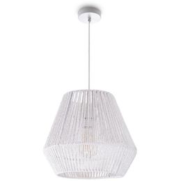 Pendelleuchte Esstisch Hängelampe Esszimmer Lampe E27 Papier Boho Rattan Pendelleuchte - Weiß, Weiß (Ø32cm) - Paco Home