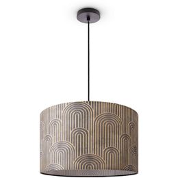 Paco Home - Deckenlampe Wohnzimmer Pendelleuchte Esstisch Lampenschirm Stoff Modern Abstrakt Pendelleuchte - Schwarz, Design 9 (Ø45,5 cm)