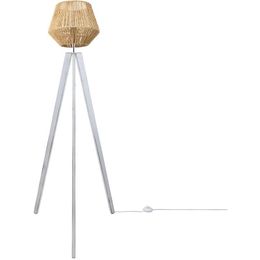 Stehlampe Modern Wohnzimmer Schlafzimmer Rattan Optik Boho Korb Stehleuchte E27 Natur (Ø33 cm), Stehleuchte Weiß - Paco Home