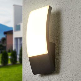 LUCANDE - Gewölbte LED-Außenwandleuchte Siara, dunkelgrau - dunkelgrau, weiß