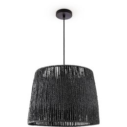 Paco Home - Pendelleuchte Esstisch Hängelampe Esszimmer Lampe E27 Papier Boho Rattan Pendelleuchte - Schwarz, Schwarz (Ø35cm)